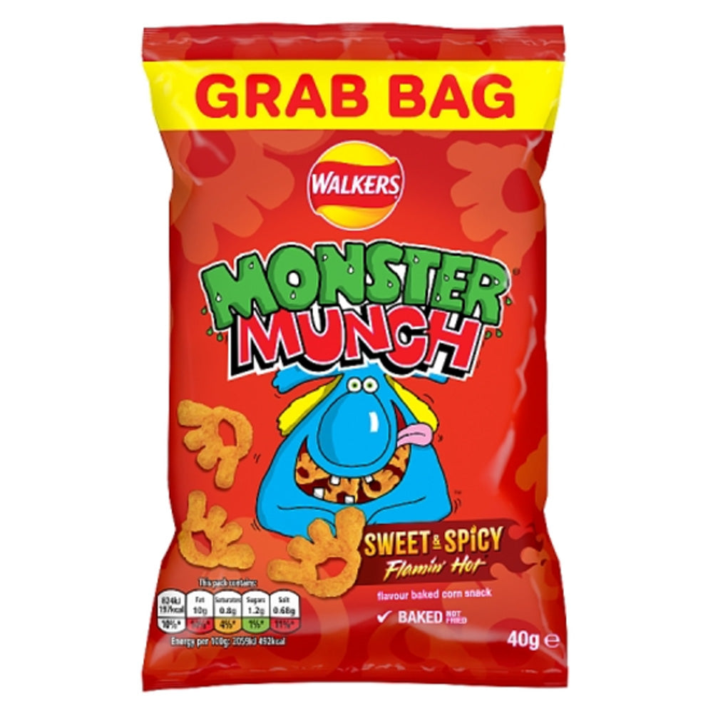 Walkers Monster Munch Sweet & Spicy Snacks Crisps Grab Bag 40g (Box of ...