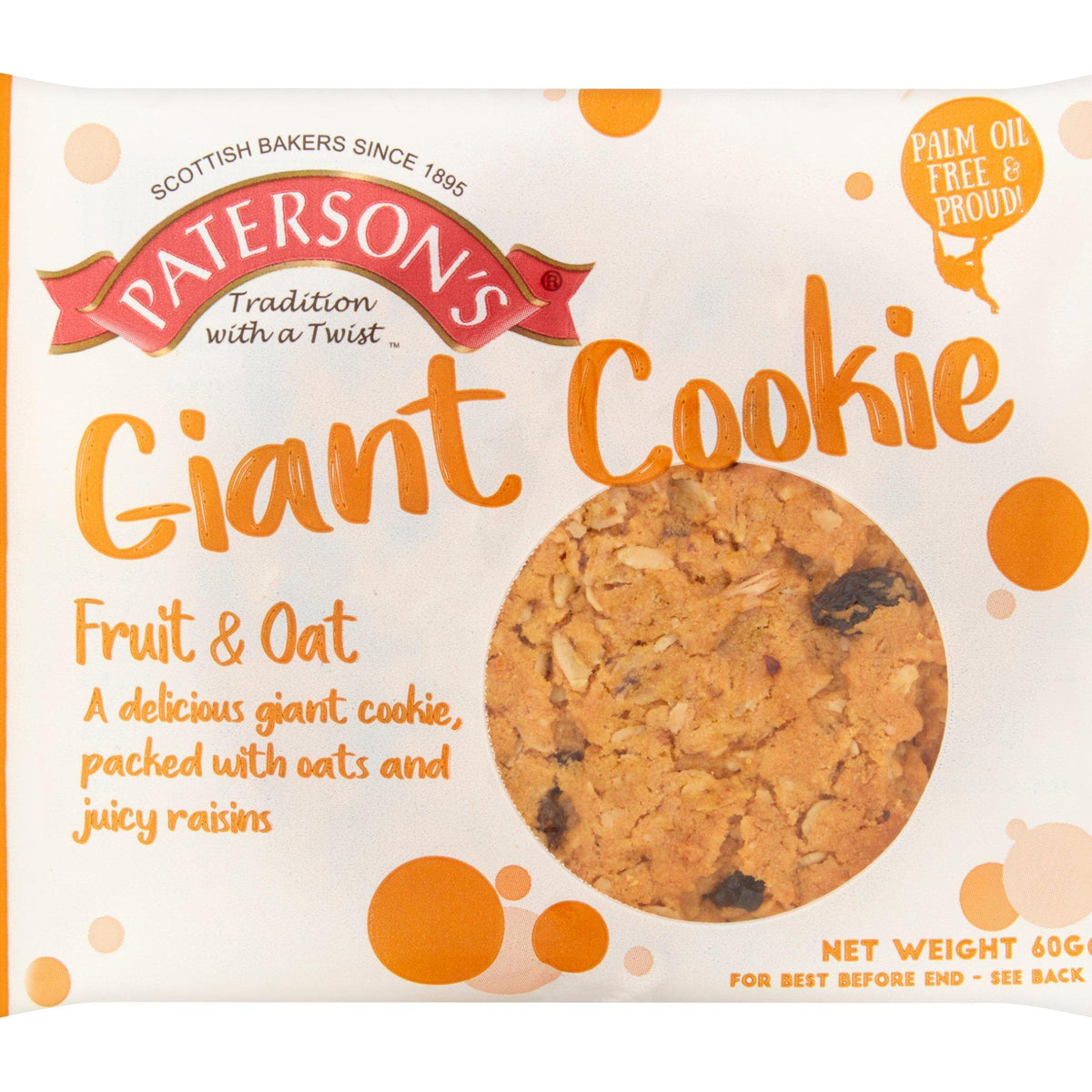 Patersons Giant Cookies Individually Wrapped - Fruit & Oat - 60g (Box ...