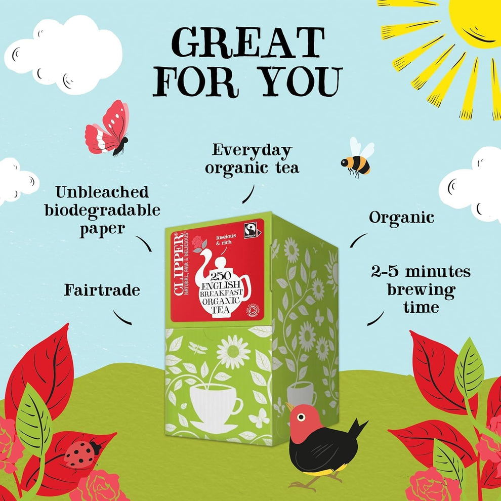 Clipper Organic Fairtrade English Breakfast Individually Wrapped Tea ...