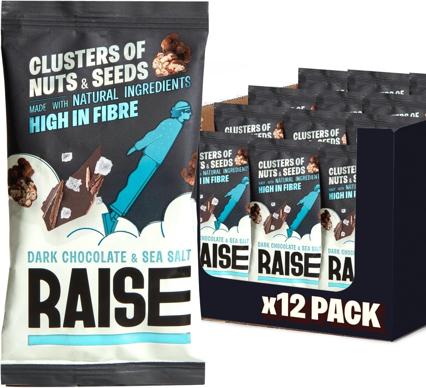 Raise Snacks Dark Chocolate & Sea Salt Clusters of Nuts & Seeds - 35g ...