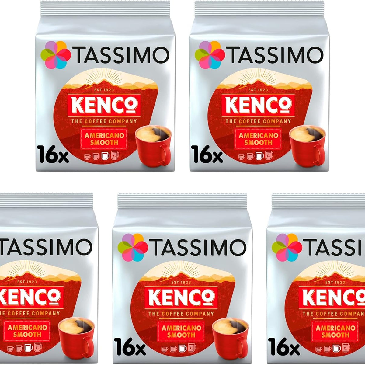 Tassimo Kenco Americano Smooth Coffee Pods, 16 Capsules (Pack of 5 ...