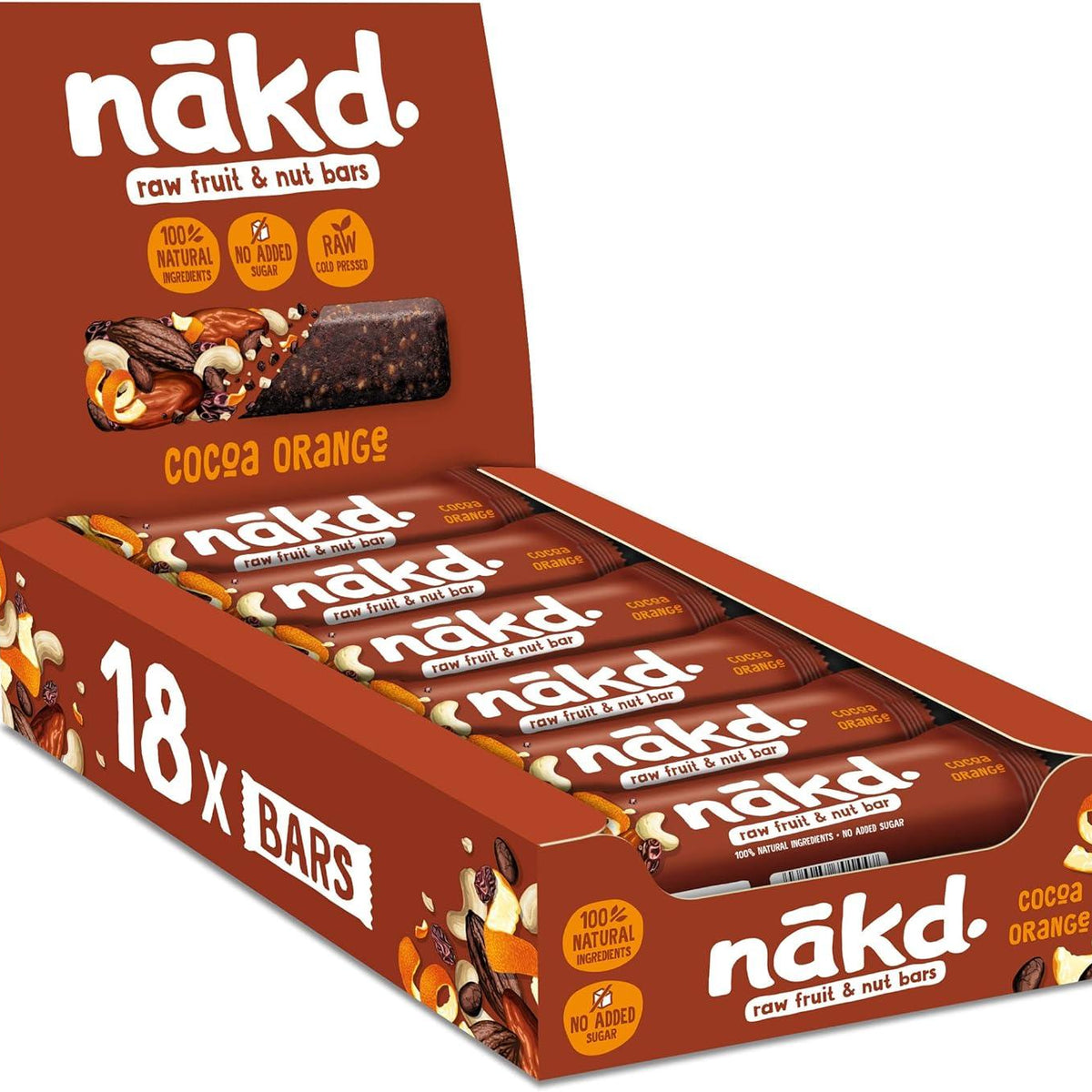 Nakd Cocoa Orange Natural Fruit & Nut Bars - Vegan - Healthy Snack - G ...