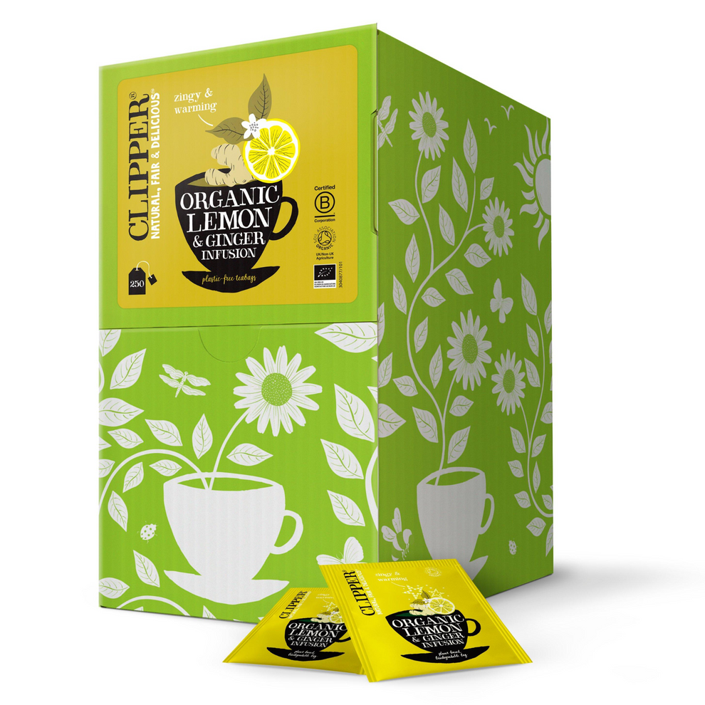 Clipper Organic Lemon & Ginger Individually Wrapped Tea Bags | Box of ...