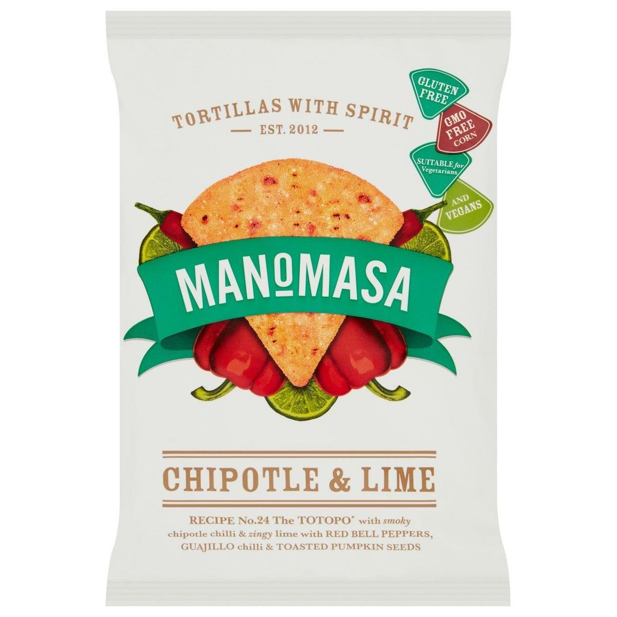 Manomasa Chipotle & Lime - Tortilla Chips - 35g (Pack of 16) (Gluten F ...